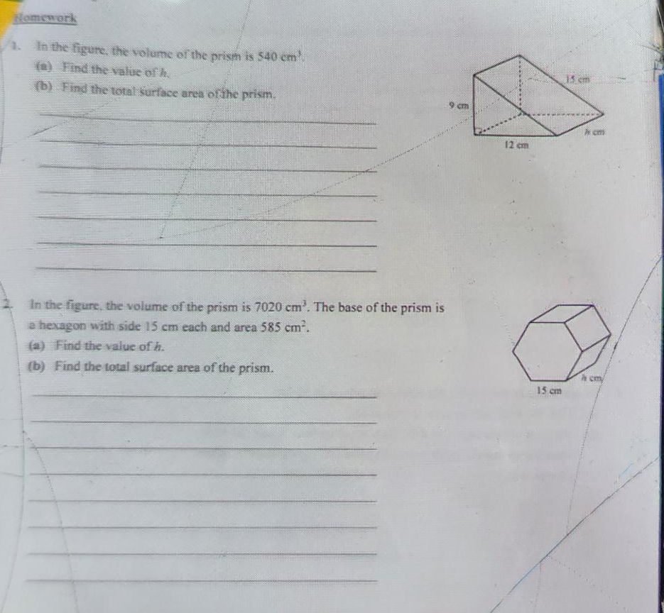1. In the figure, the volume of the prism is | StudyX
