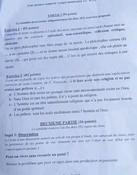 Exercice 1: (02 points) Complète le texte | StudyX