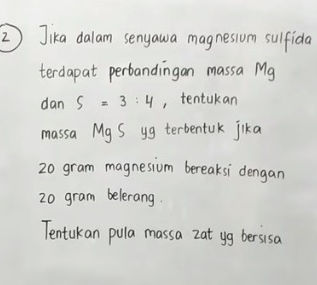 Jika dalam senyawa magnesium sulfida | StudyX