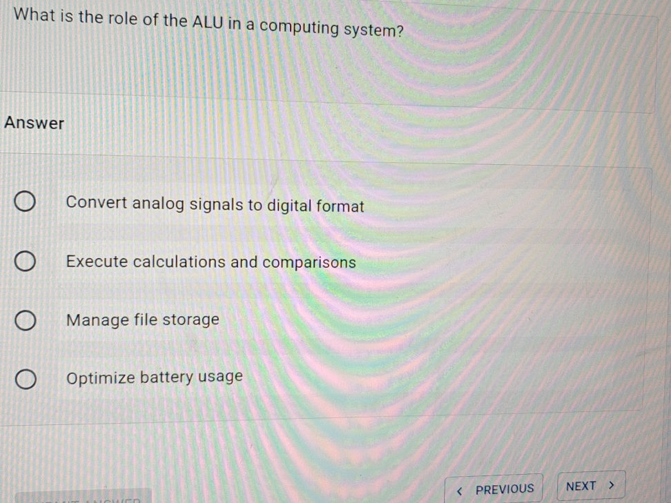 What is the role of the ALU in a computing | StudyX