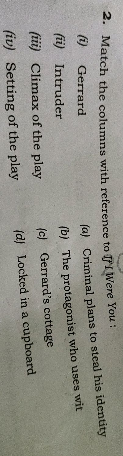 2. Match the columns with reference to If I | StudyX