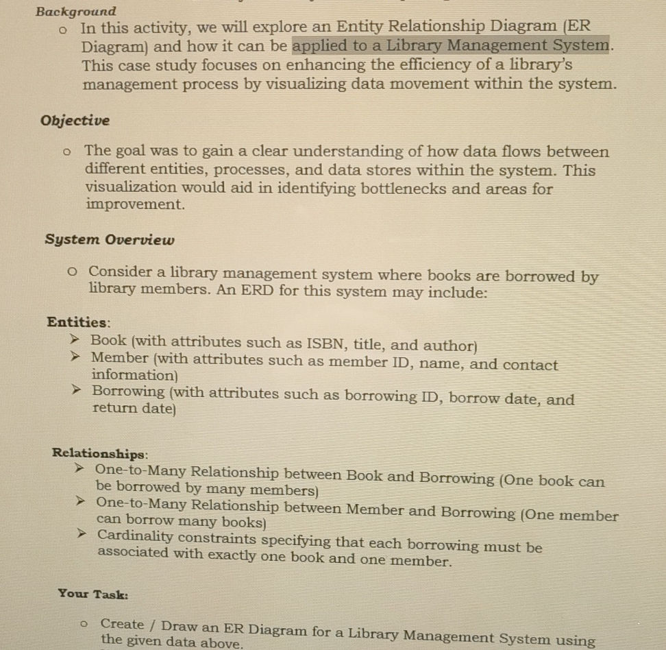 Your Task: Create / Draw an ER Diagram for | StudyX