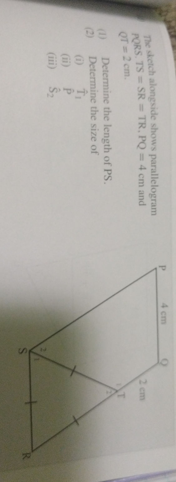 The sketch alongside shows parallelogram | StudyX