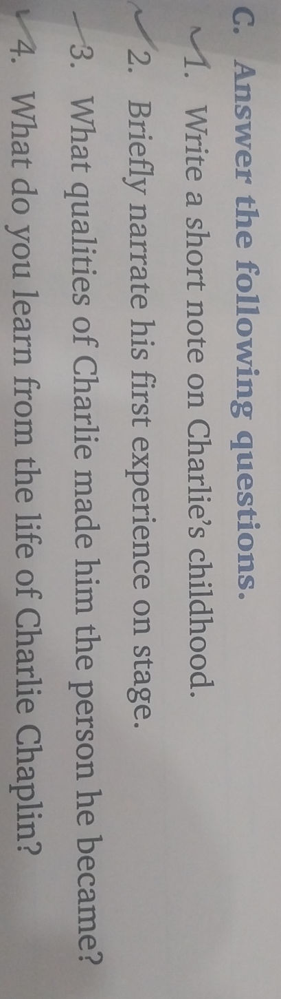 C. Answer the following questions. 1. Write | StudyX