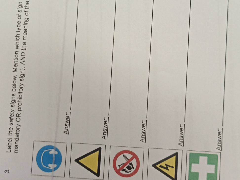 3. Label the safety signs below. Mention | StudyX