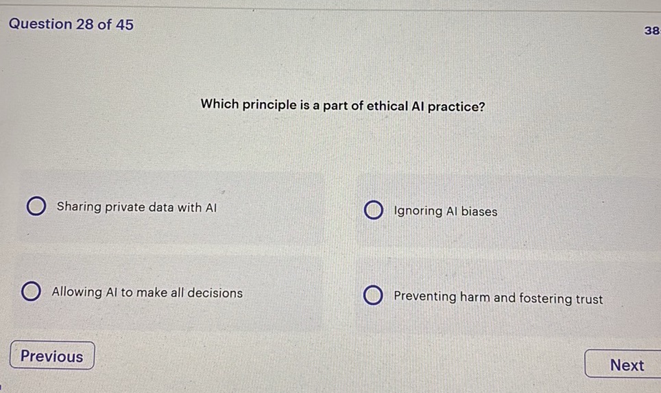 Which principle is a part of ethical AI | StudyX