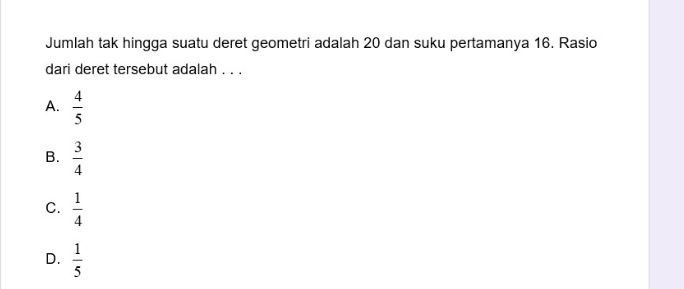 Jumlah tak hingga suatu deret geometri | StudyX