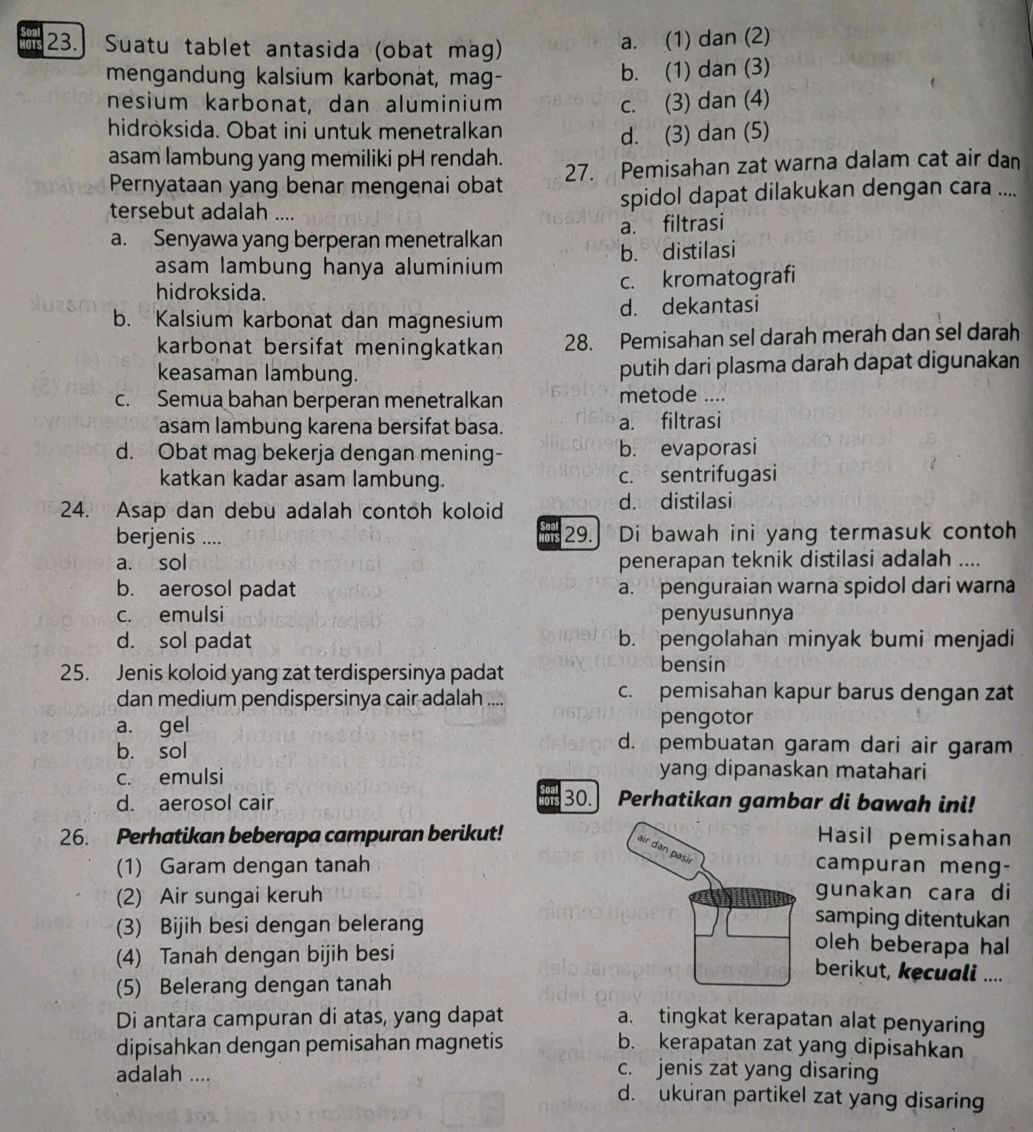 23. Suatu tablet antasida (obat mag) | StudyX