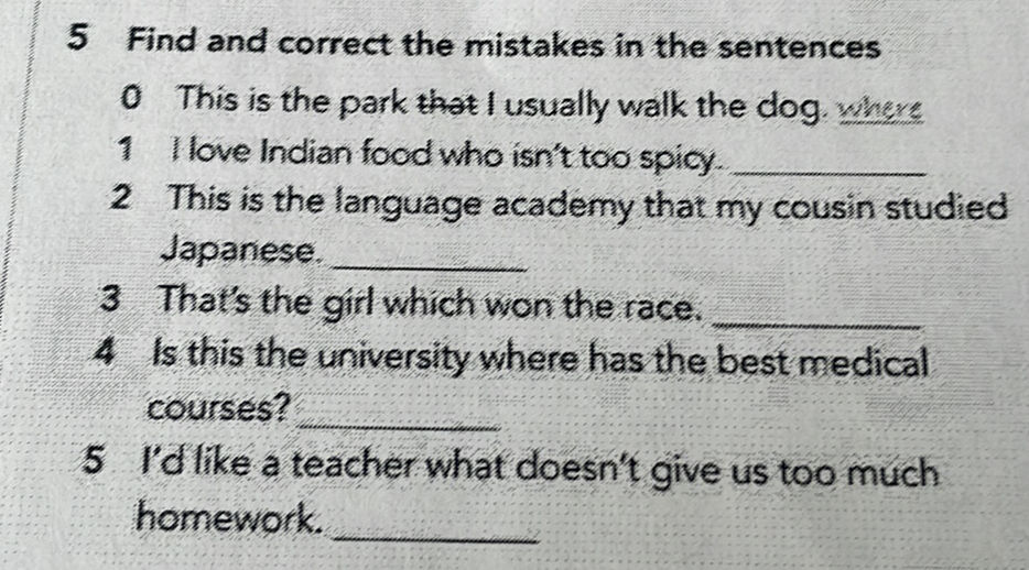 5 Find and correct the mistakes in the | StudyX