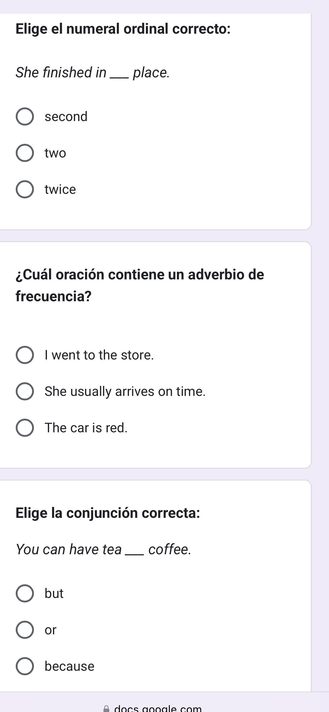 Elige el numeral ordinal correcto: She | StudyX