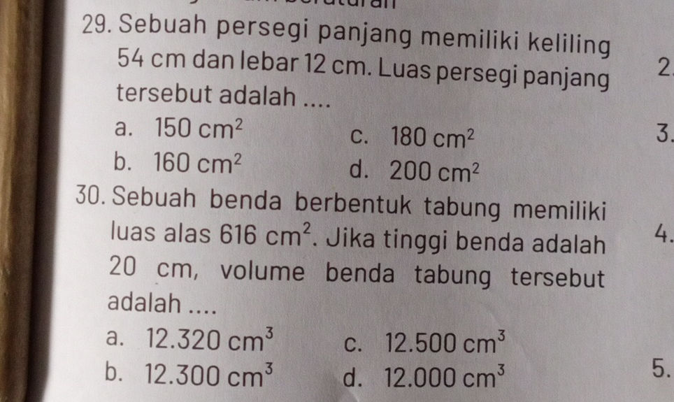29. Sebuah persegi panjang memiliki keliling | StudyX