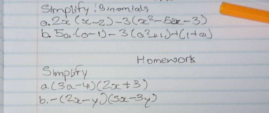 Simplify! Binomials a. | StudyX