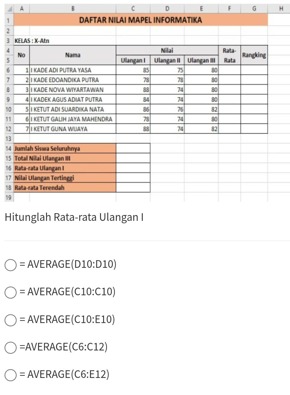 Berikut adalah tabel nilai: | No | Nama | | StudyX
