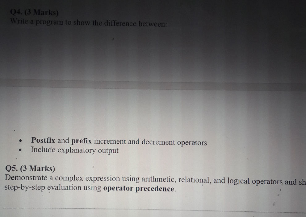 Q4. (3 Marks) Write a program to show the | StudyX