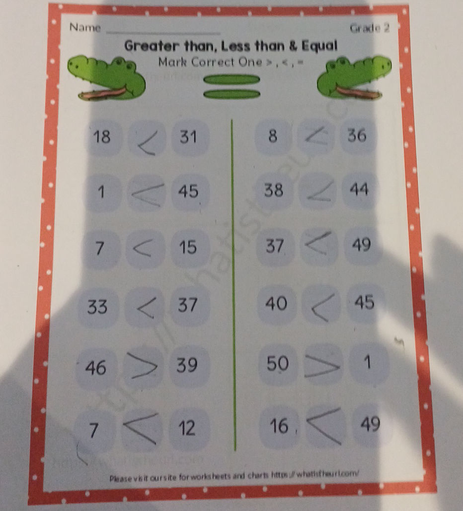 Greater than, Less than Equal Mark Correct | StudyX