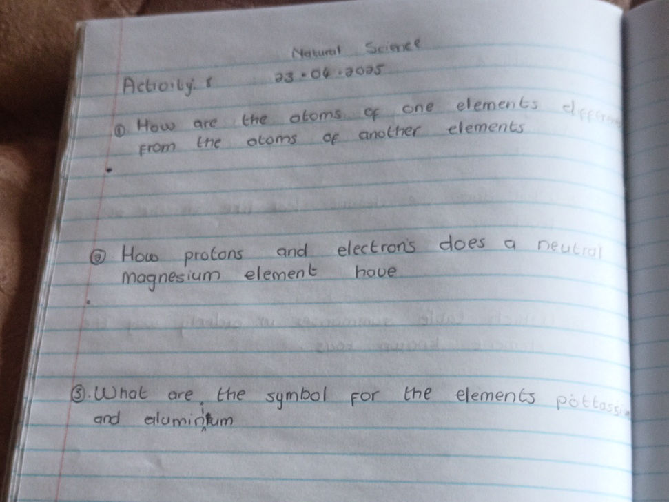 ①. How are the atoms of one elements | StudyX