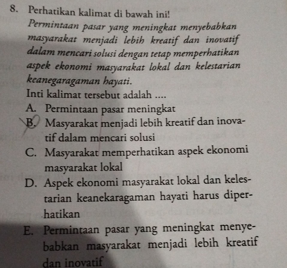 8. Perhatikan kalimat di bawah ini! | StudyX