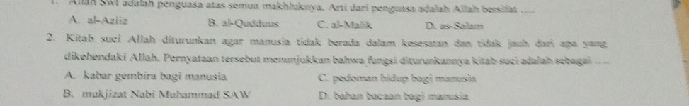 1. Allah Swt adalah penguasa atas semua | StudyX