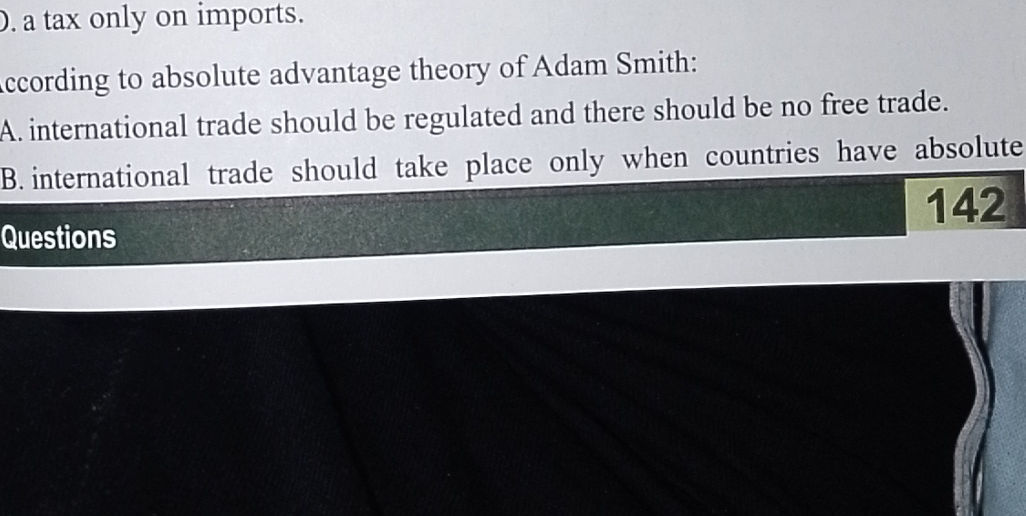 According to absolute advantage theory of | StudyX