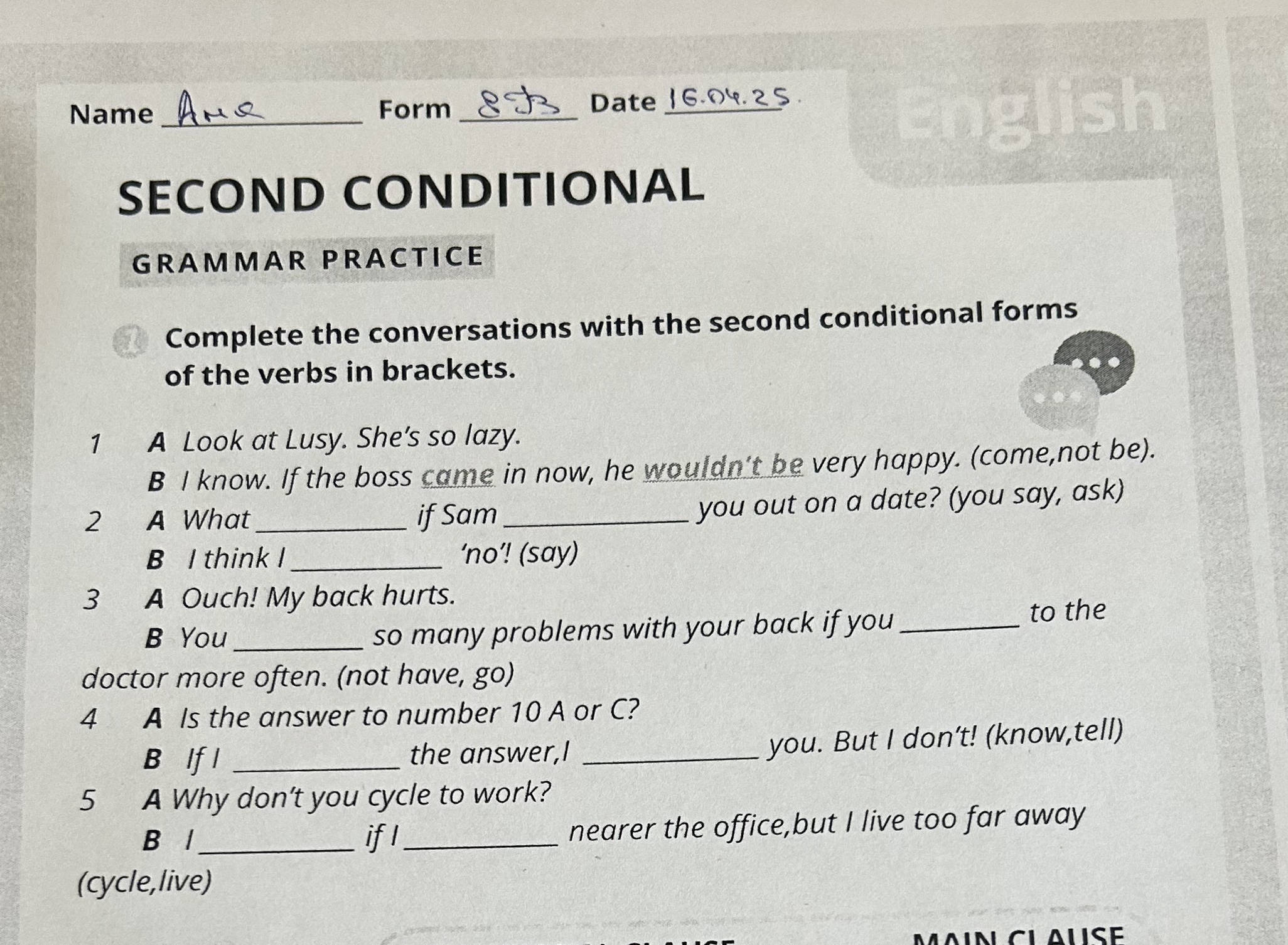 Complete the conversations with the second | StudyX