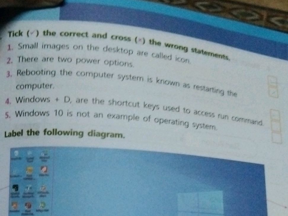 Tick ( ) the correct and cross ( ) the wrong | StudyX