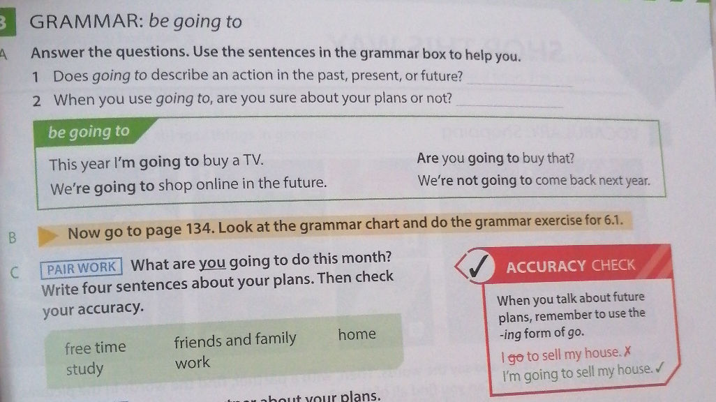 3 GRAMMAR: be going to Answer the | StudyX