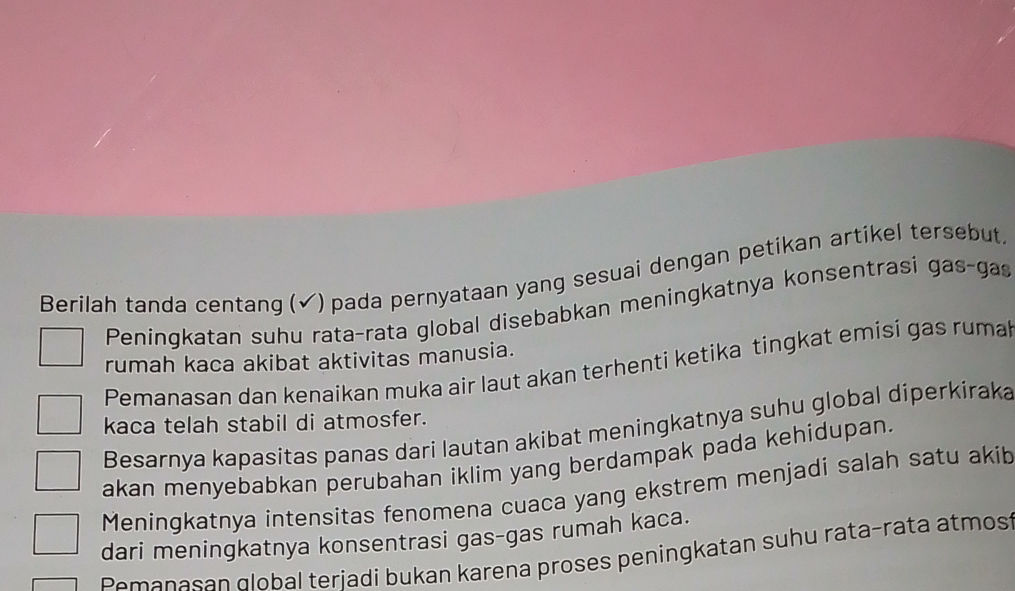 Berilah tanda centang ( ) pada pernyataan | StudyX