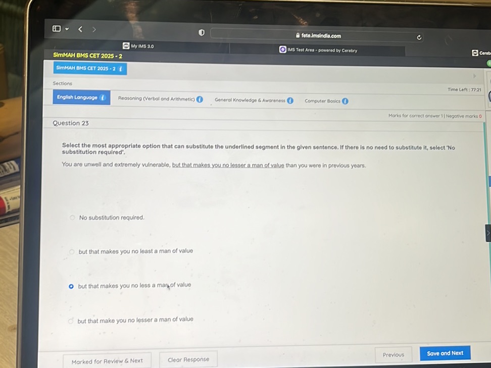 My IMS 3.0 SIMMAH BMS CET 2025 -2 IMAS Test | StudyX
