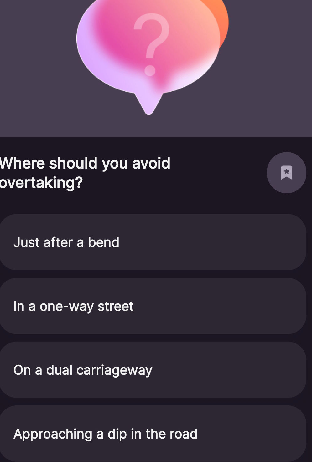 Where should you avoid overtaking? Just | StudyX