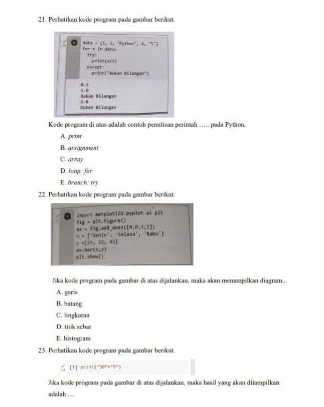 21. Perhatikan kode program pada gambar | StudyX