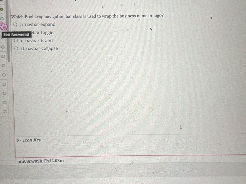 Which Bootstrap navigation bar class is used | StudyX