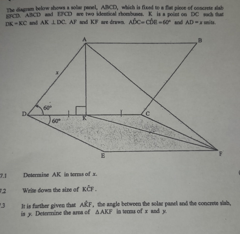 The diagram below shows a solar panel, ABCD, | StudyX