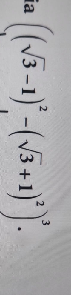 Calculate $(\sqrt{3}-1)^2 - (\sqrt{3}+1)^2$ | StudyX