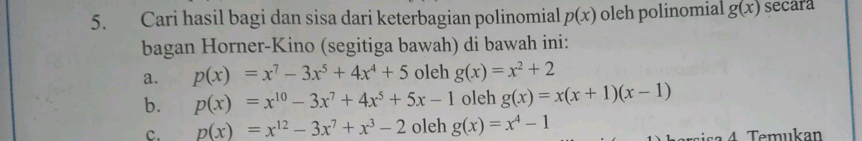 5. Cari hasil bagi dan sisa dari keterbagian | StudyX