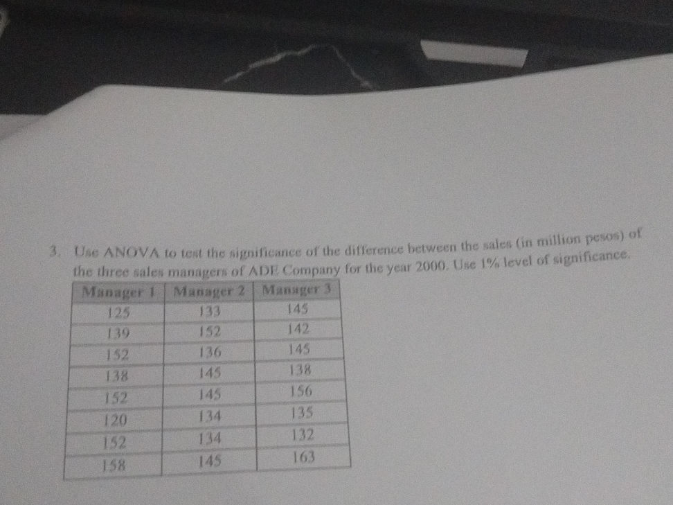 3. Use ANOVA to test the significance of the | StudyX