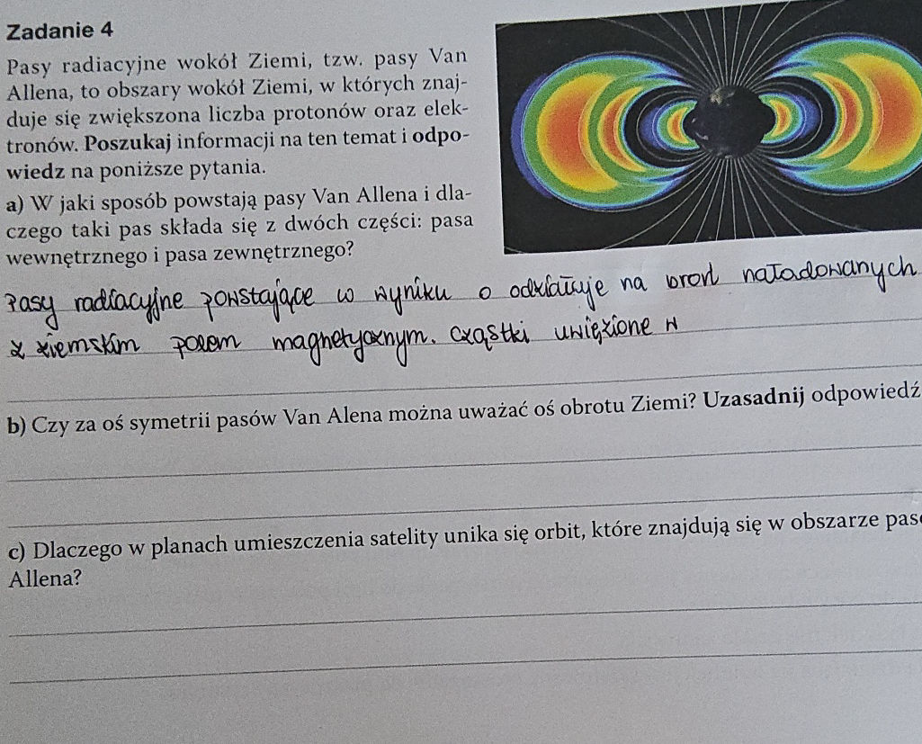 Zadanie 4 Pasy radiacyjne wokół Ziemi, tzw. | StudyX
