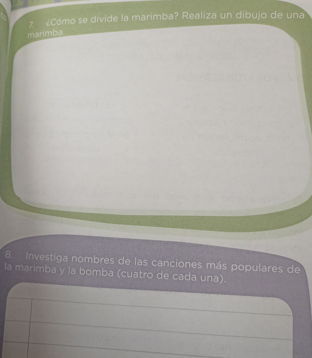 7. ¿Cómo se divide la marimba? Realiza un | StudyX