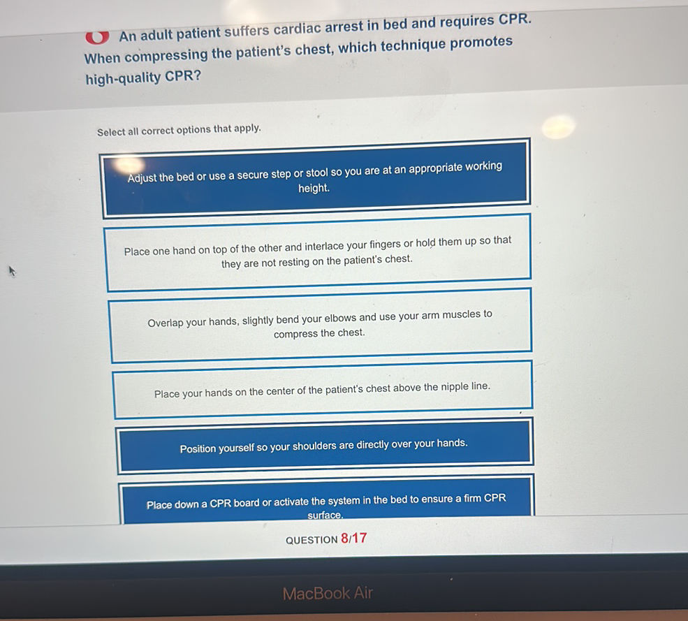 An adult patient suffers cardiac arrest in | StudyX