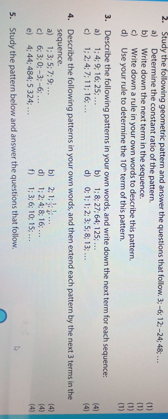 2. Study the following geometric pattern and | StudyX