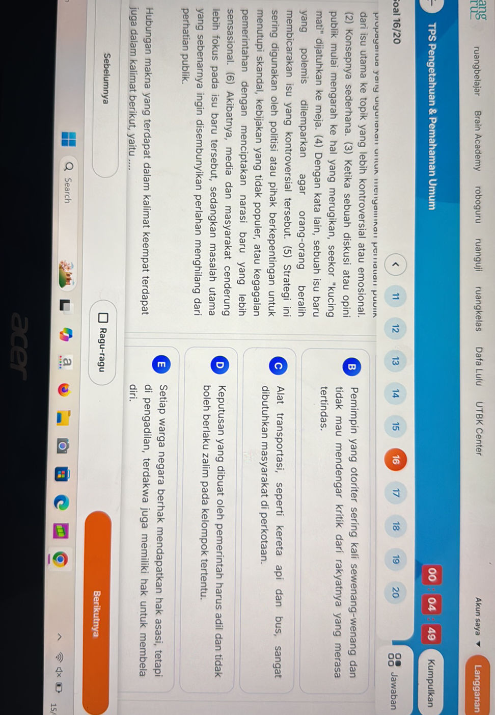 Hubungan makna yang terdapat dalam kalimat | StudyX