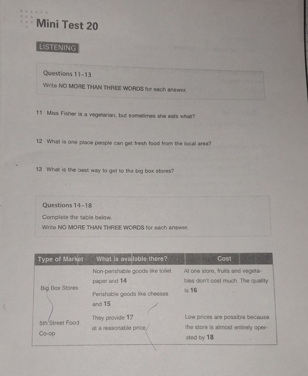 Questions 11-13 Write NO MORE THAN THREE | StudyX