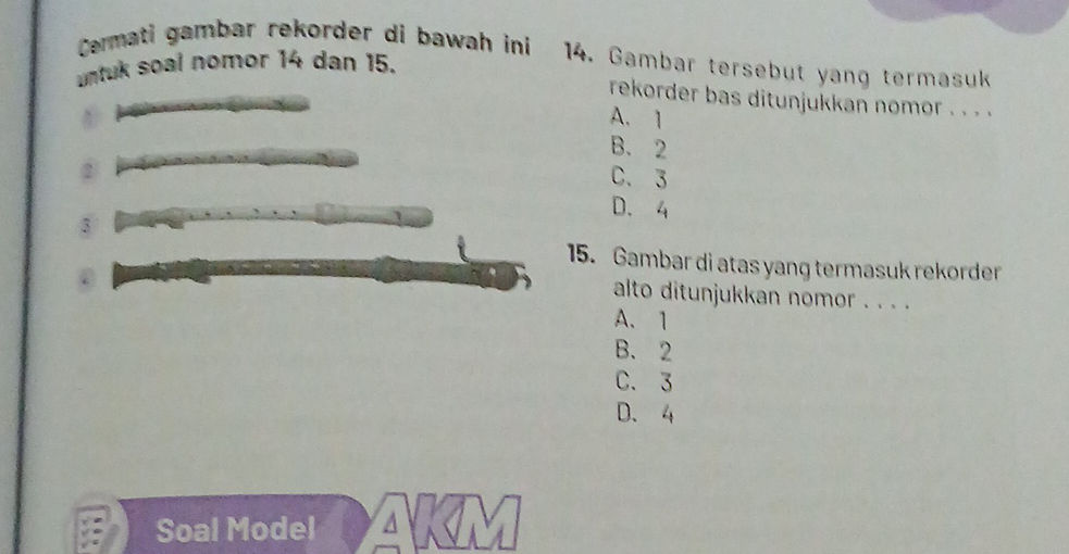 14. Gambar tersebut yang termasuk rekorder | StudyX