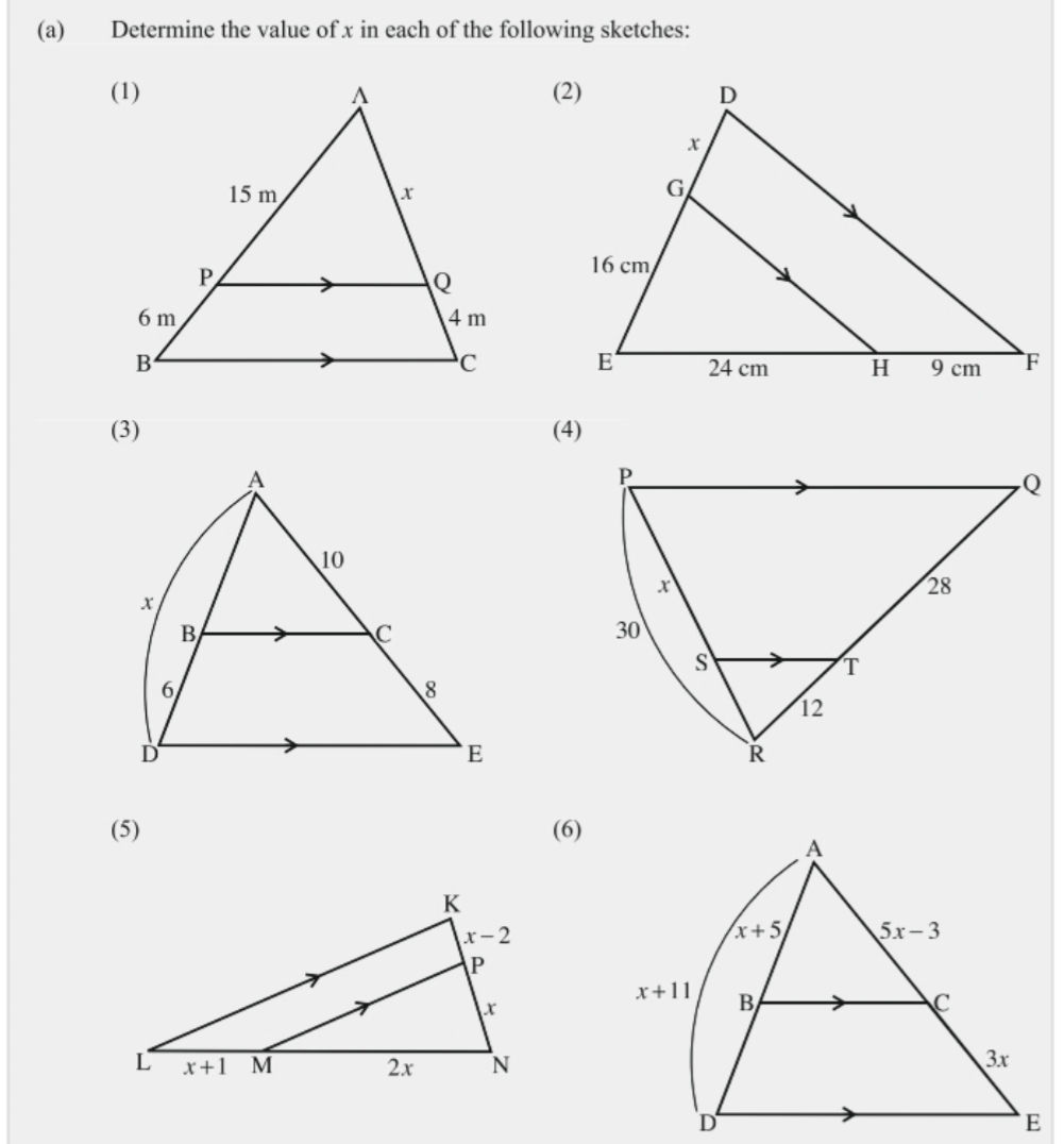 (a) Determine the value of x in each of the | StudyX