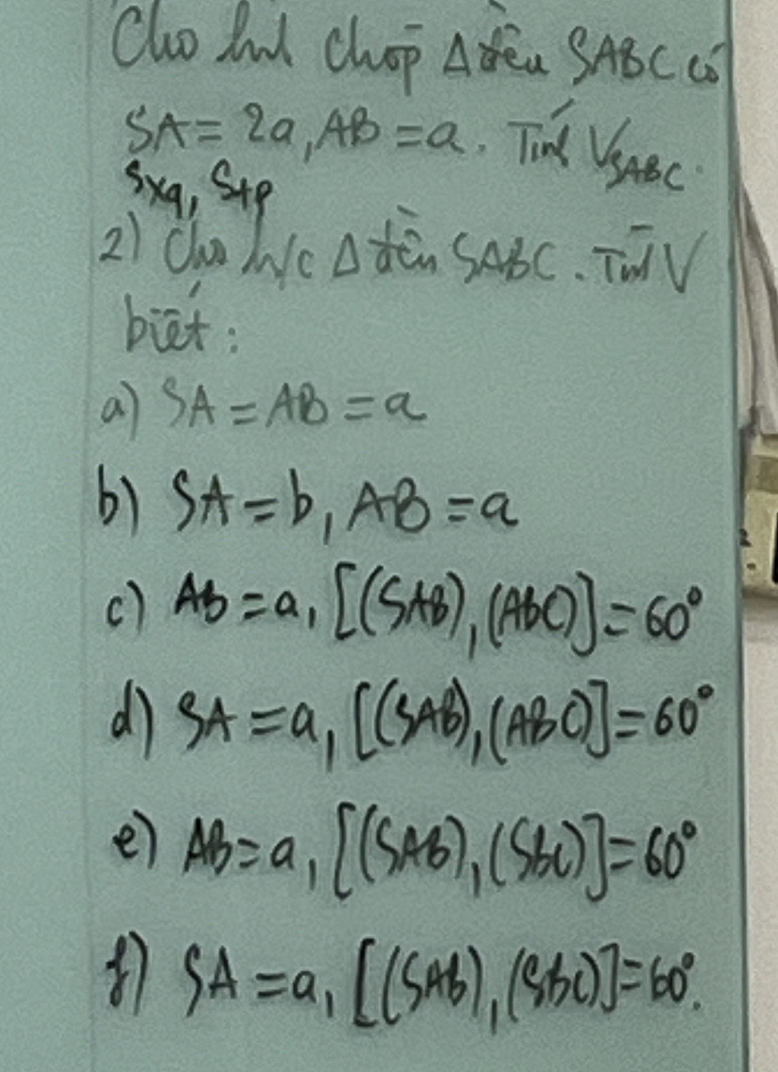 Cho hình chóp đều SABC có SA = 2a, AB = a.