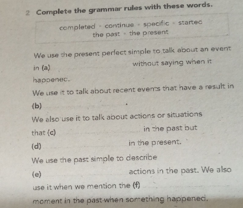 2 Complete the grammar rules with these | StudyX