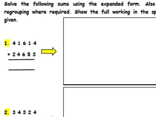Solve the following sums using the expanded | StudyX