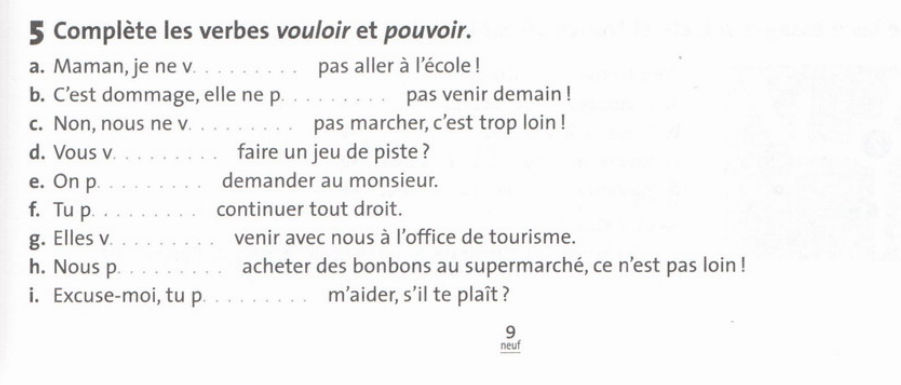 5 Complète les verbes *vouloir* et | StudyX