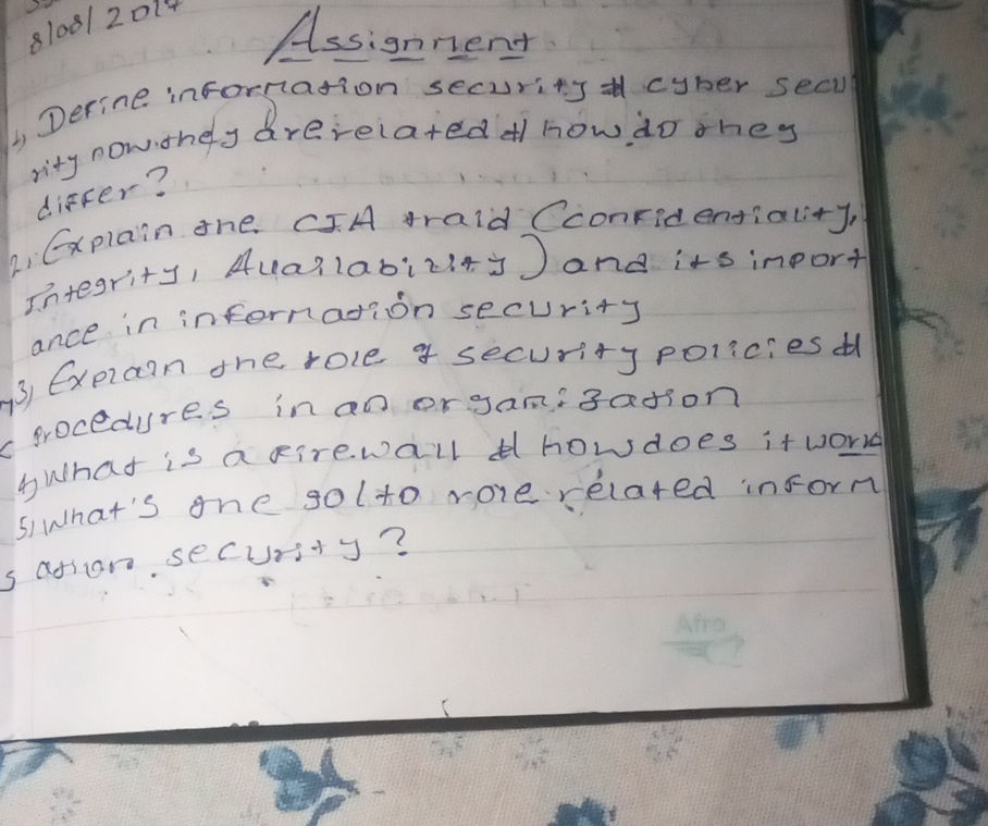 1) Define information security #Cyber | StudyX