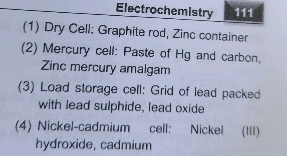 (1) Dry Cell: Graphite rod, Zinc container | StudyX