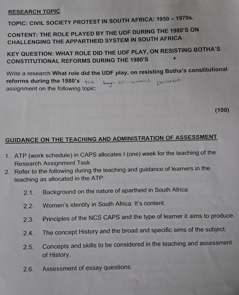 Write a research What role did the UDF play, | StudyX